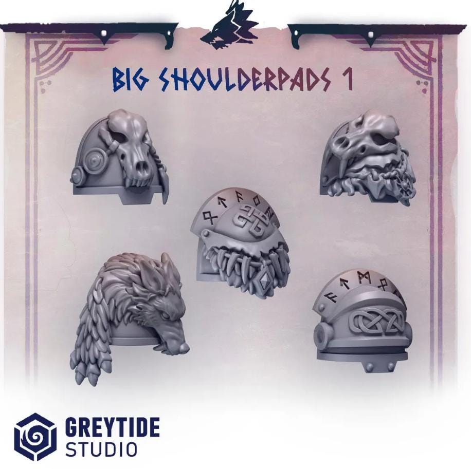 Primal Hounds Big Shoulder Pads 1 | RPG Tabletop Miniature Wargaming G ...